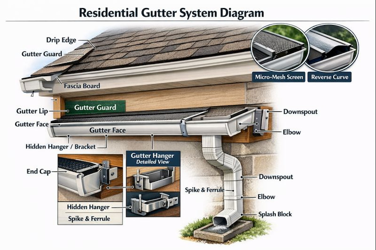 Rain Gutter Parts (Gutter Diagram Infographic)